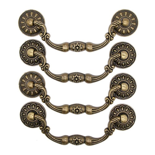 4 PCs Vintage Retro Antique Brass Bail Pull Handle for Wooden Drawer ...