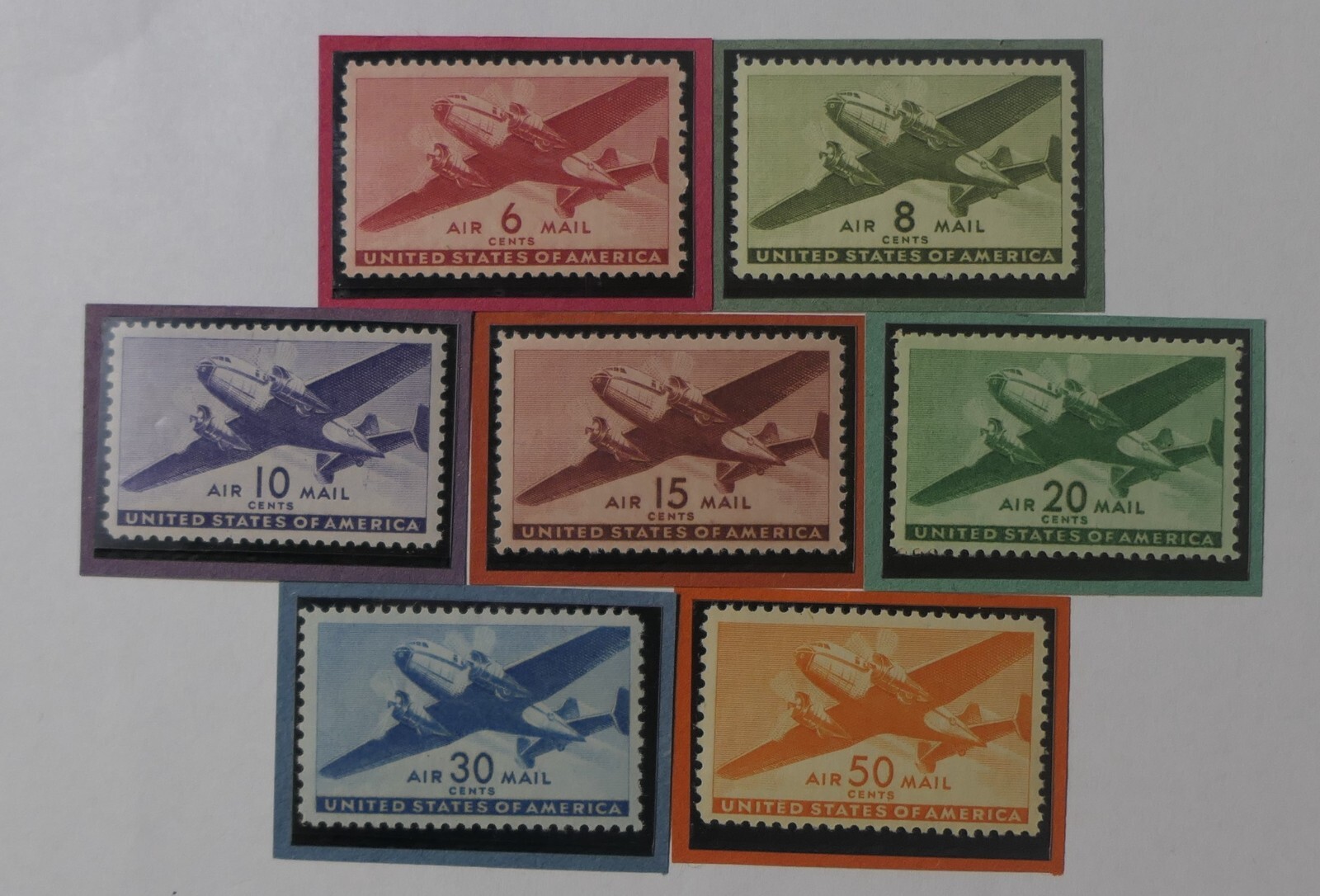 1941-1944 US Scott C25 C26 C27 C28 C29 C30 C31 6¢-50¢ Transport Plane ...