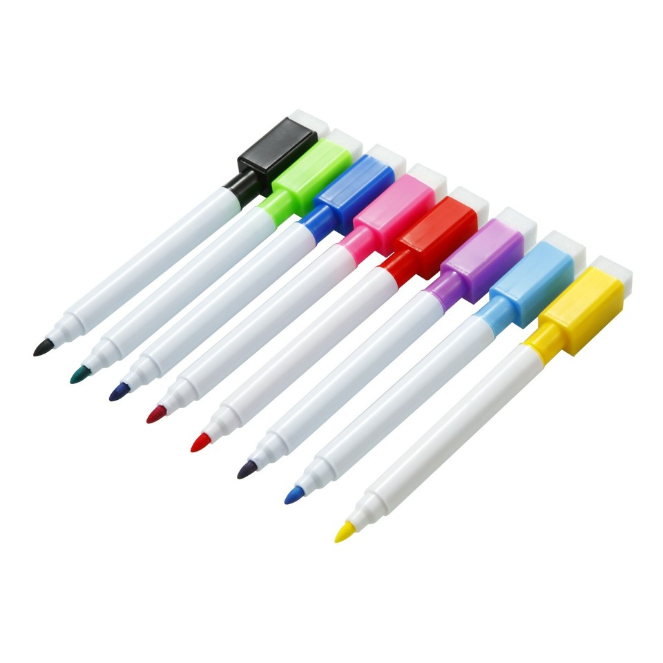 8 Colour Magnetic White Board Marker Pens Pen Dry Eraser Easy Wipe ...