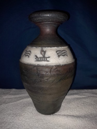 8 3/4” Raku Petroglyph Hawaiian Volcano Art Pottery Christopher Matti ...
