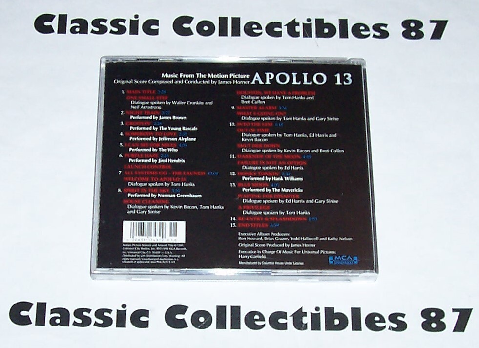 Apollo 13 Original Score Soundtrack CD Jefferson Airplane Jimi Hendrix ...