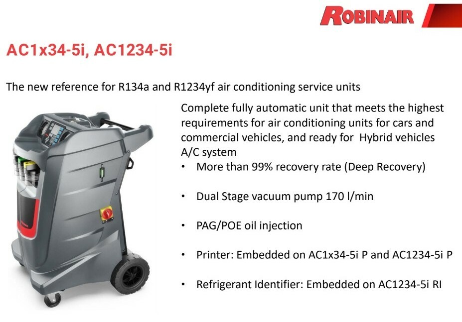 New Robinair AC1234-5i R1234yf Fully Auto Air Con Conditioning Machine ...