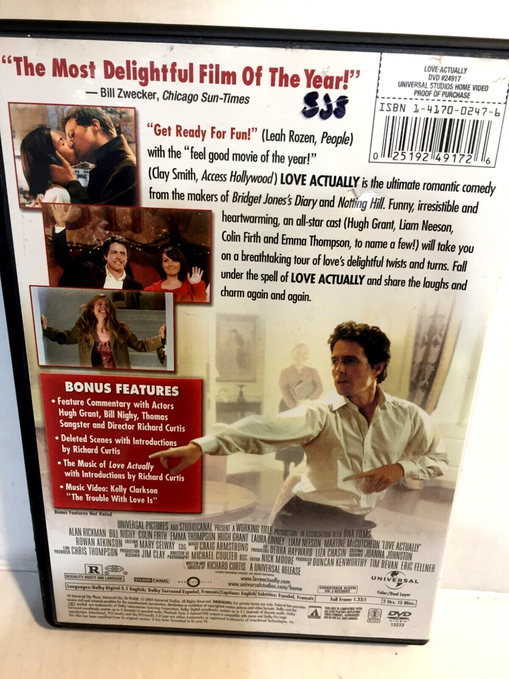 Love Actually DVD Hugh Grant Liam Neeson Ships free Same Day with ...