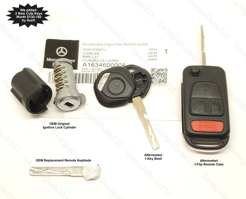 Mercedes Benz Ignition Lock Cylinder Repair Kit w/2 Key shells. For: ML ...