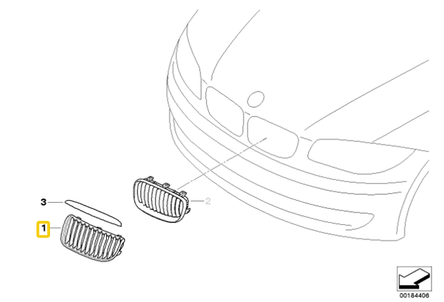 BMW 3 Series M3 Front Right Grill Grille Chrom 51137120010 OEM OE for ...