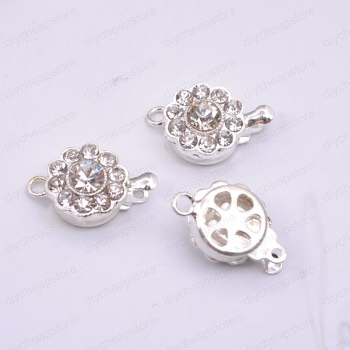 5 Sets Crystal Rhinestone Flower Connector Box Clasp For Bracelets ...