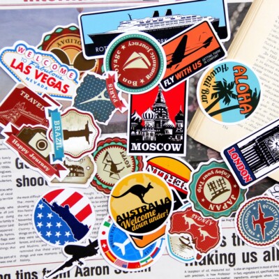 100 Luggage Suitcase Retro Vinyl Stickers Vintage City Names World ...