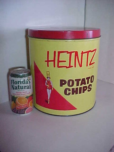 HEINTZ potato chips Detroit Mi LARGE tin CAN vintage advertising ...