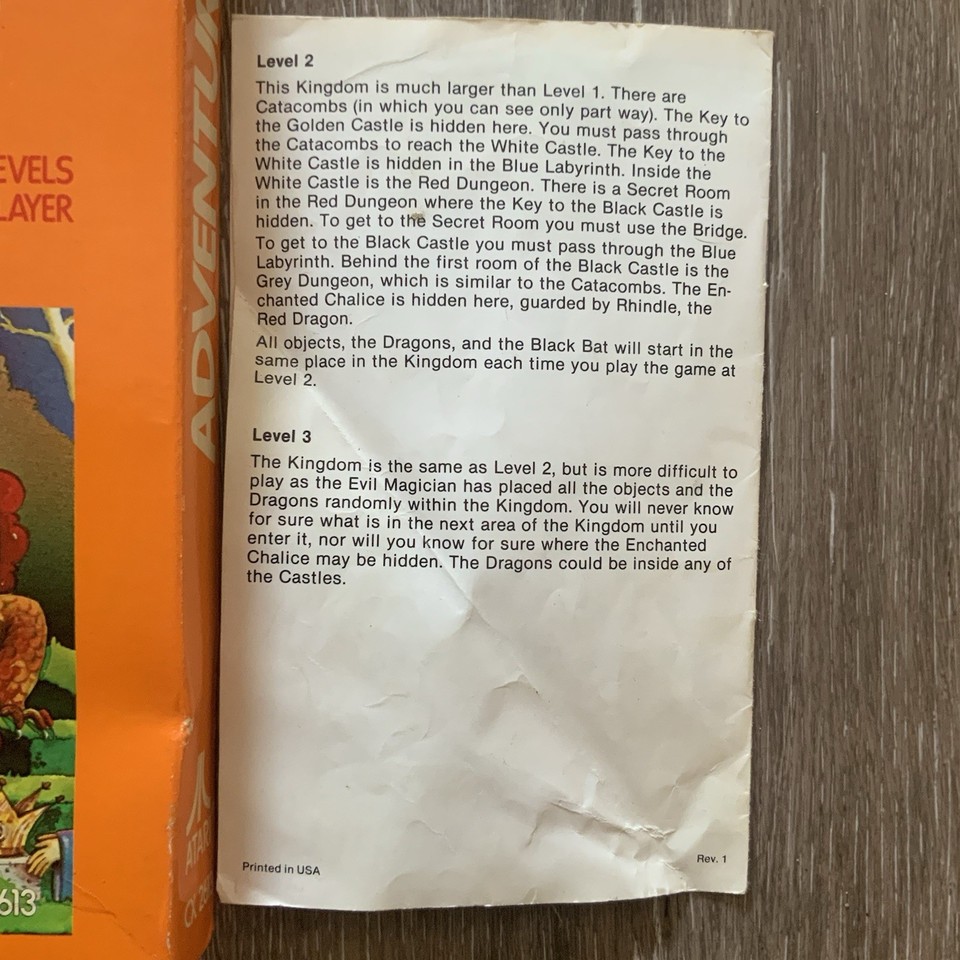 Adventure (Atari 2600, 1980) In Box Complete Cleaned Tested Awesome ...