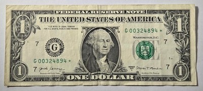 2017-A $1 Dollar Low Number Star Note Chicago Bank Note #G-00324894* | eBay