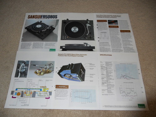 Sansui FR 5080s Turntable Brochure, 6 pg, Specs, Info Audiophile ...