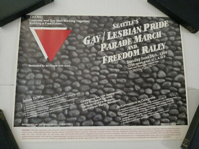 1984 Seattle's Gay & Lesbian Pride Parade March & Freedom Rally Poster ...