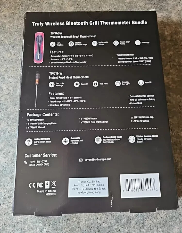 Temp Spike ThermoPro Truly Wireless Bluetooth Grill Smoking Thermometer ...