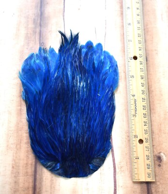 Lot 162, Dyed Dark Blue India Rooster Streamer Neck Cape Feathers Fly ...