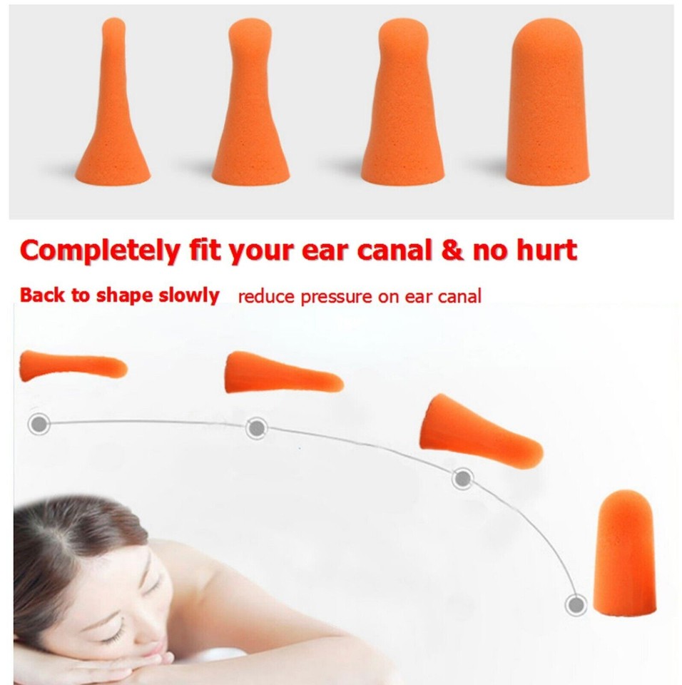 200Pair Ear Plugs Lot Bulk Soft Orange Foam Sleep Travel Noise Shooting ...