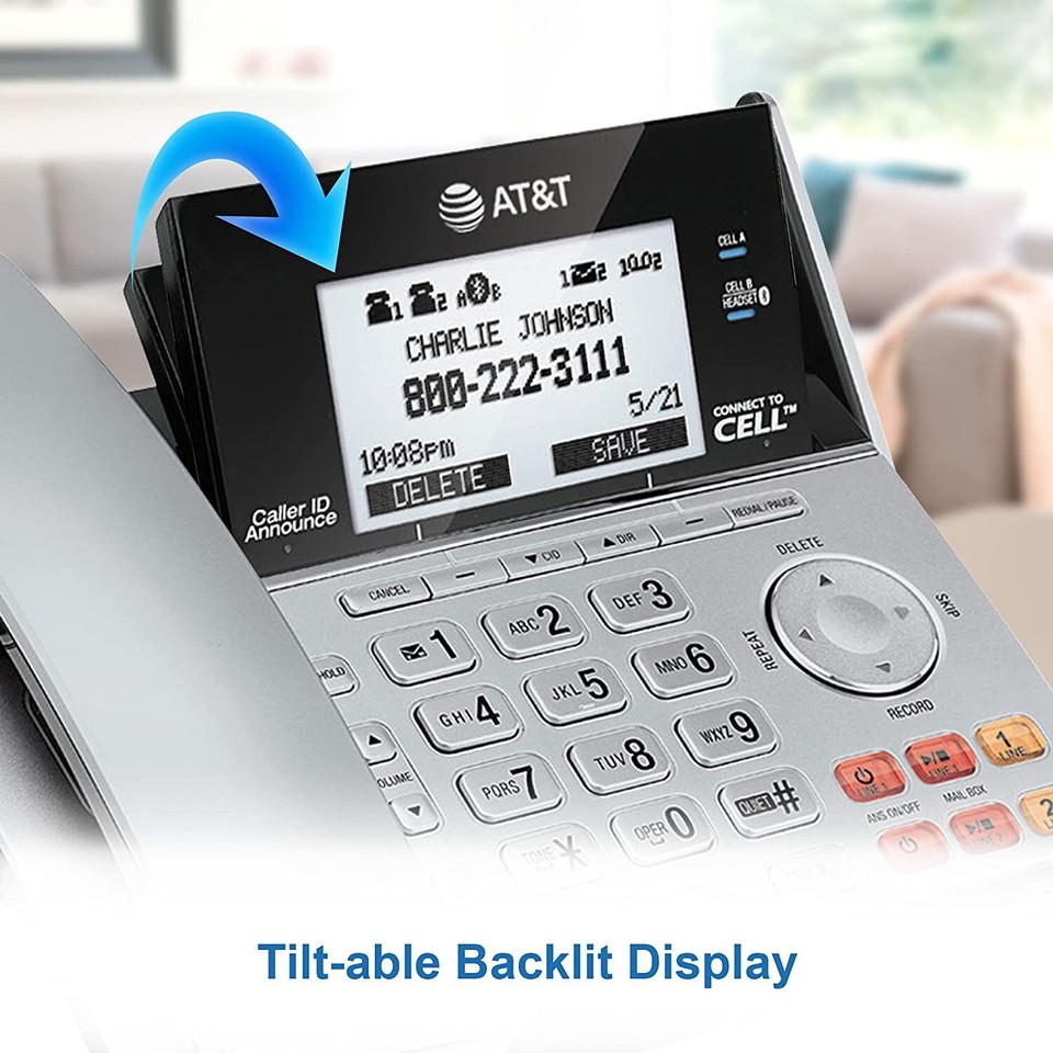 AT&T 2 Line Cordless Intercom Paging Dual Conference Phone System w 8 ...