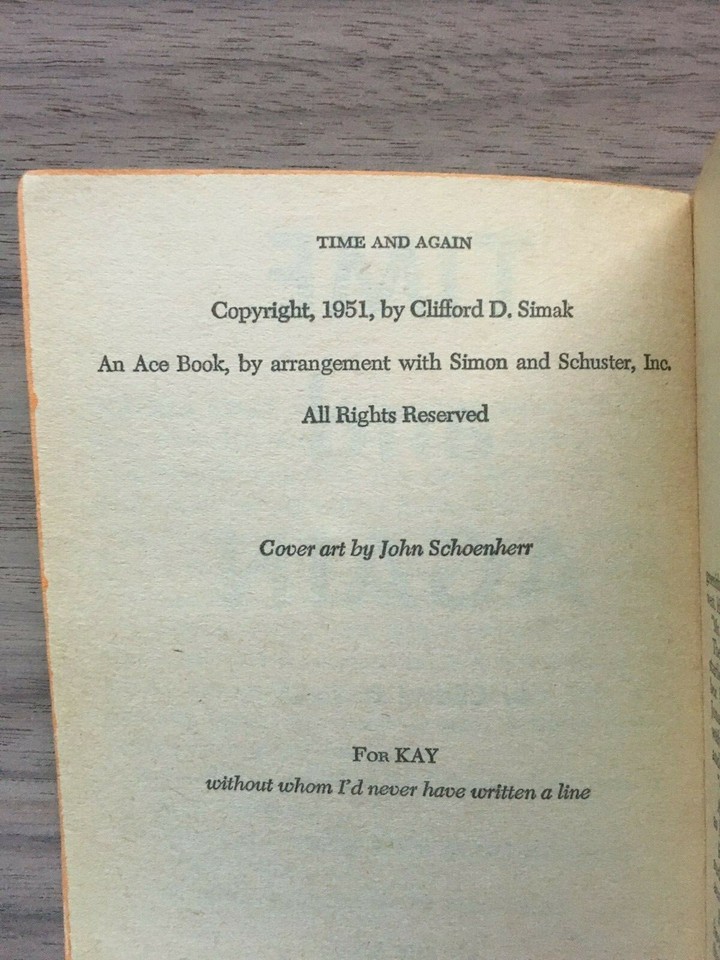 Time and Again by Clifford D. Simak - Ace Printing 1969 - Paperback | eBay