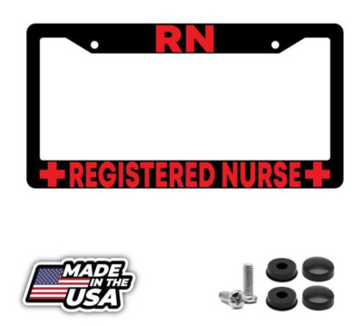 RN Registered Nurse Black Plastic License Plate Frame | eBay