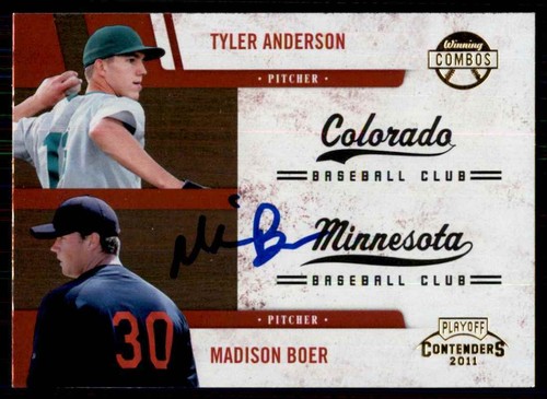 2011 Playoff Contenders Tyler Anderson/Madison Boer Signed IP AUTO #16 ...