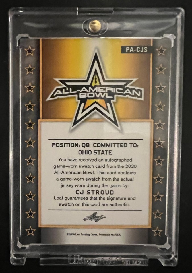2020 Leaf Metal All-American Patch Auto CJ Stroud **FIRST CARD*** 18/25 ...