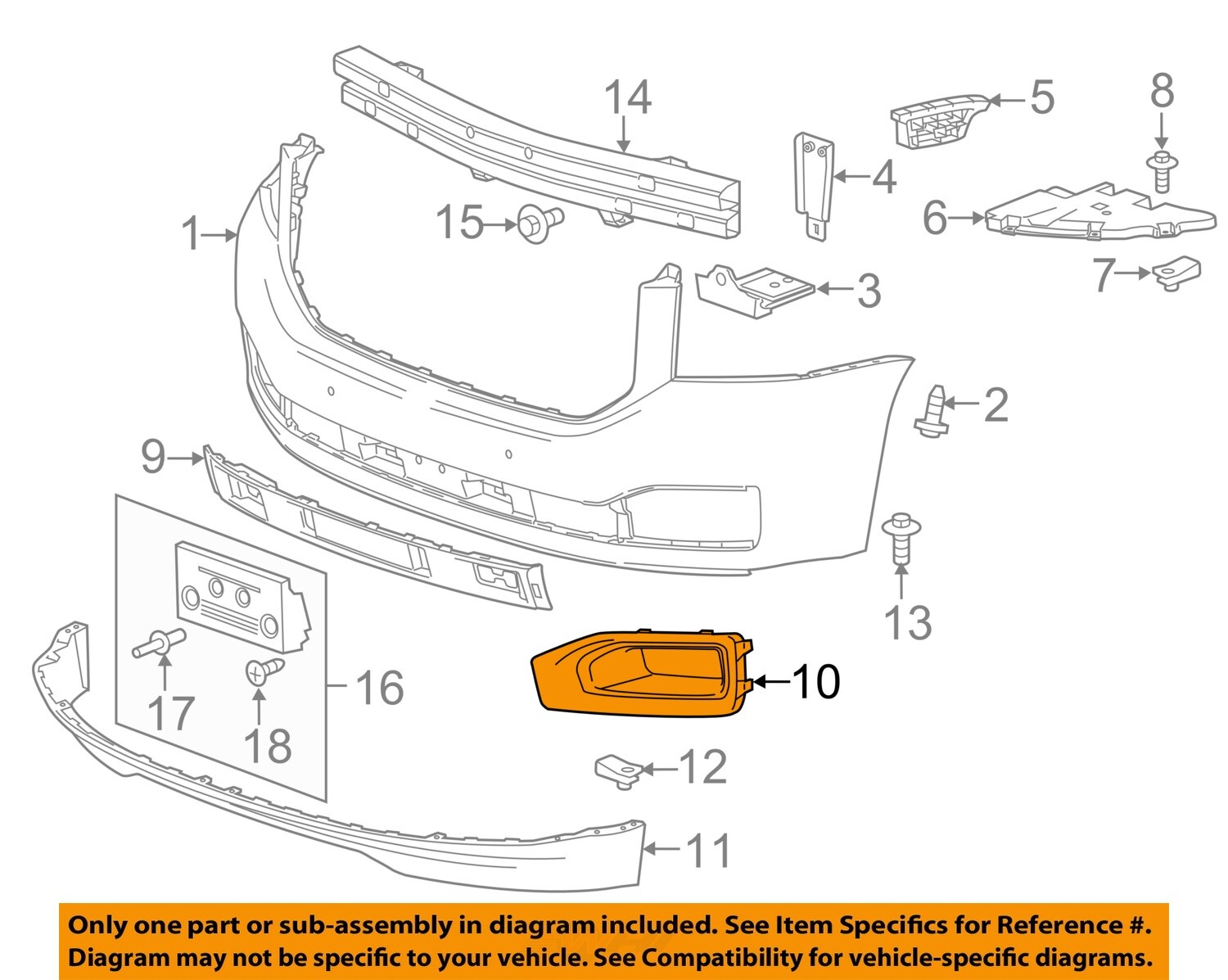 Garniture de lunette antibrouillard avant GMC GM OEM 15-18 Yukon ...