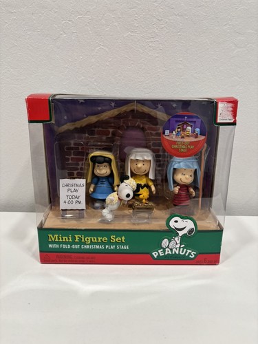 Peanuts Charlie Brown Mini Figure Set Fold Out Christmas Play Stage New ...