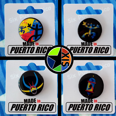 Set of 4 Puerto Rico Pins Buttons Acrylic Pin Badge Emblem Enameled ...