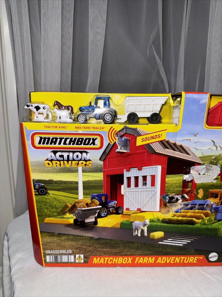 Matchbox Action Drivers Farm Adventure Playset 1:64 Scale Tractor New ...