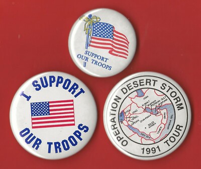 1991 (Lot of 3) Desert Storm / "Support Our Troops" Patriotic Buttons ...