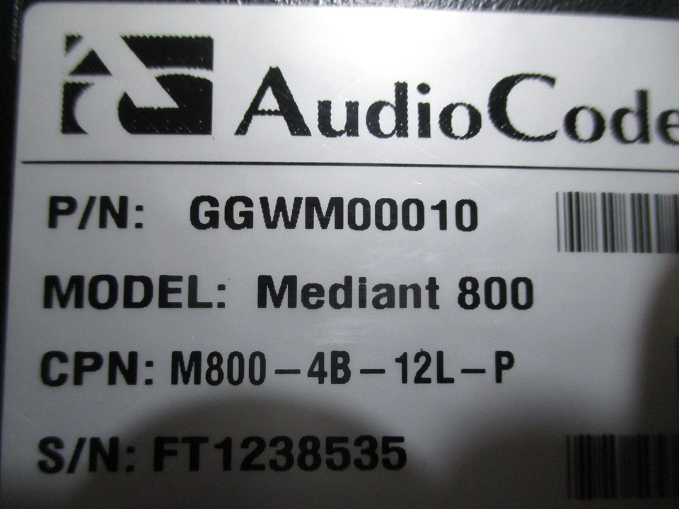 AudioCodes Mediant 800 M800-4B-12L-P GGWM00010 REV: P06 | eBay