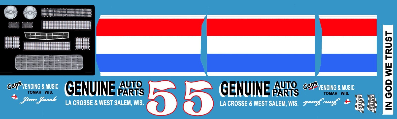 #5 Jim Jacob Genuine Auto Parts Short Track Star ASA 1/32 Waterslide ...