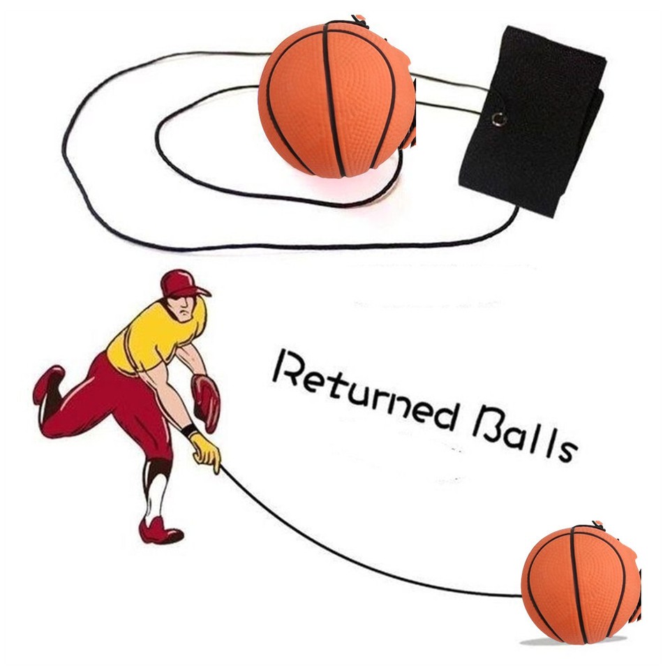 Rubber Bouncy Sports Return Ball with Wrist Strap Reusable Wrist ...