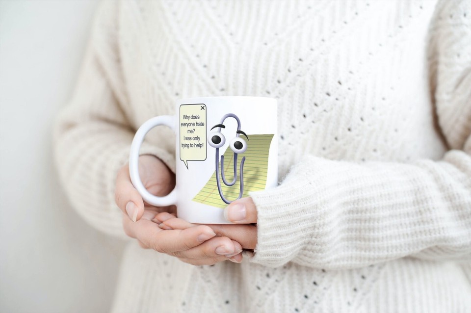FUNNY GIFT FOR WOMEN, MEN CLIPPY PAPERCLIP GUY MUG CUTE OFFICE EXCEL ...