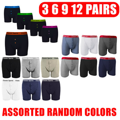 MENS PLAIN BOXER SHORTS CLASSIC SPORTS UNDERWEAR COTTON RICH BOXERS 3 ...