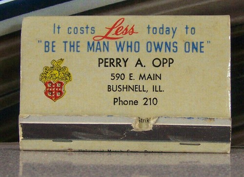 Rare Vintage Matchbook K1 Illinois Bushnell Perry Opp 1951 Packard ...