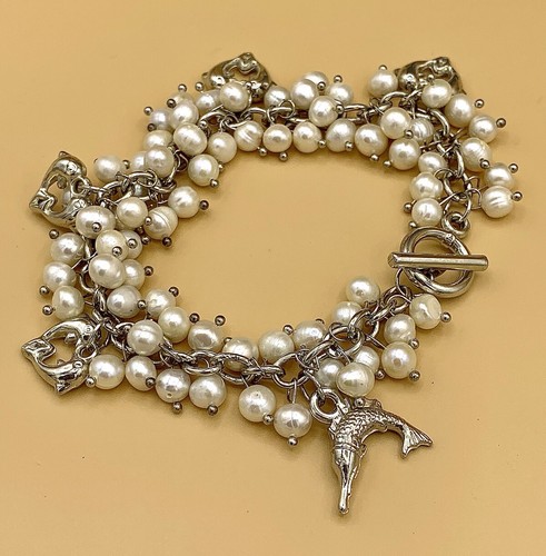 Pearl Cha Cha Dolphin Marlin Bracelet Toggle Silver Tone | eBay