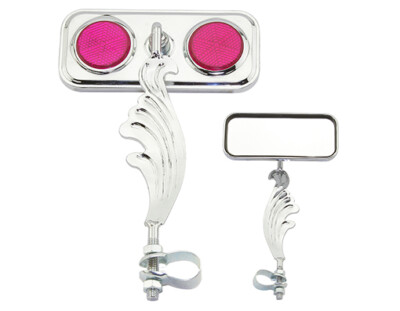 Bike Rectangle Wing Mirror Chrome Right Purple Reflectors. | eBay