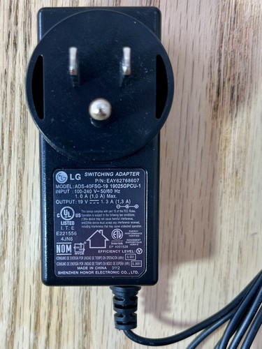 LG 19V 1.3A SWITCHING ADAPTER P/N:EAY62768607 MODEL: ADS-40FSG -19 | eBay