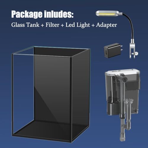 15 Gallon Fish Tank Starter Kits Nano Glass Aquarium with Filter Led ...