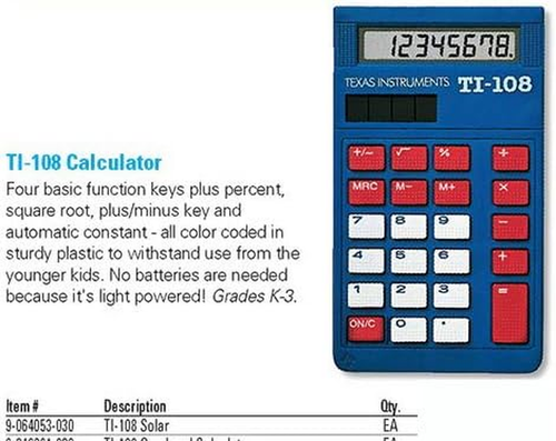 TI-108 Solar Powered Calculator | eBay