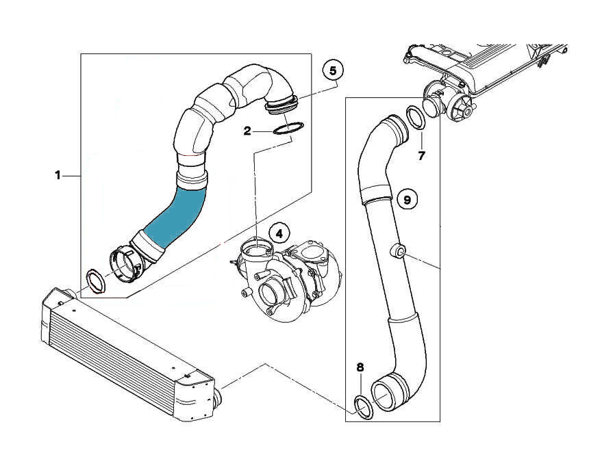 Turbo hose for BMW 3 Series (E90, E91, E92, E93) 325d 330d 11617796303 ...