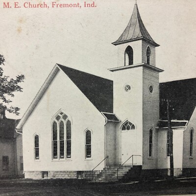 Vintage 1916 Fremont Indiana Postcard Church | eBay