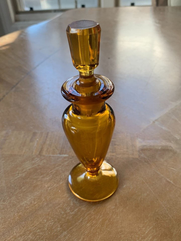Amber Glass Perfume Cologne Decanter & Dabber Vintage (Dabber Broken) 6 ...