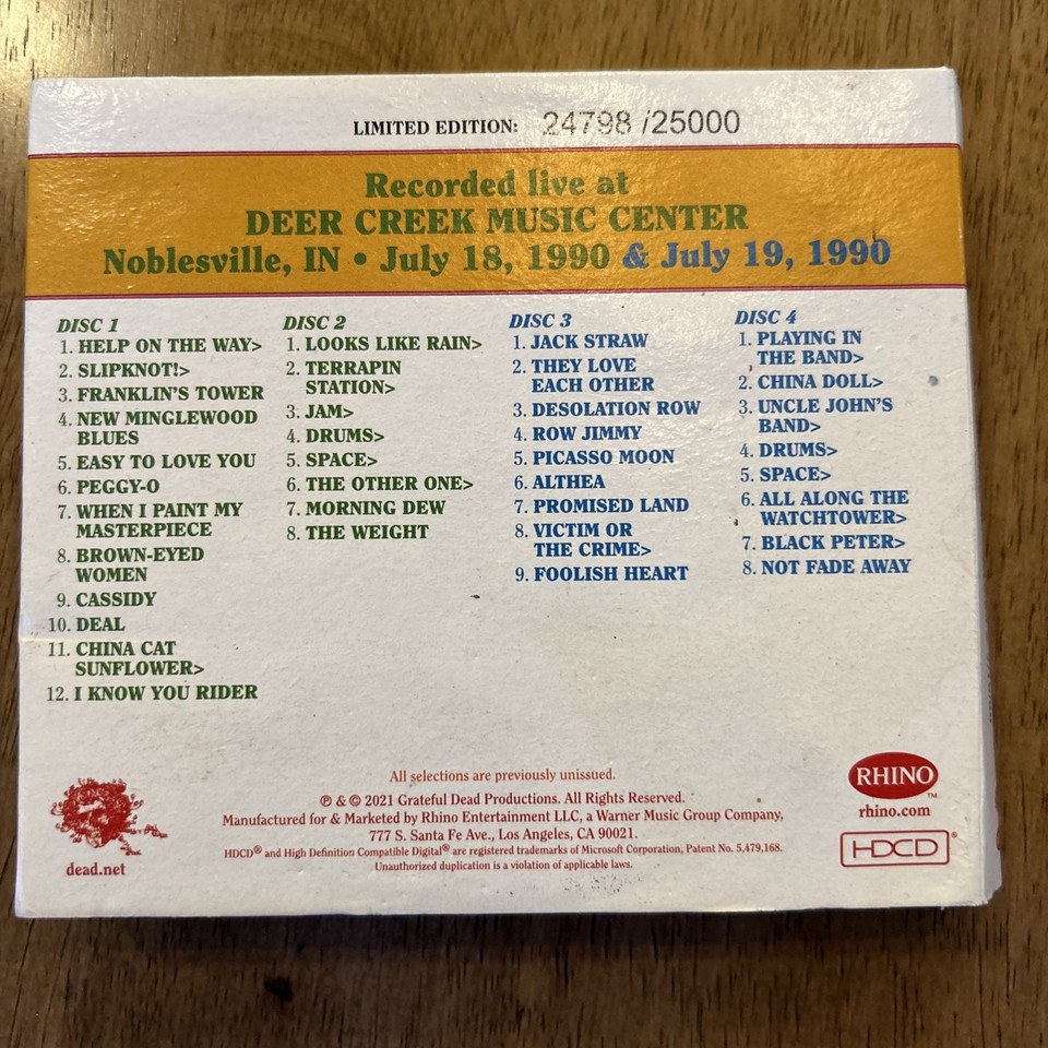 Grateful Dead Dave's Picks Vol. 40 Noblesville, IN 7/18-19/90 (4-CD SET ...