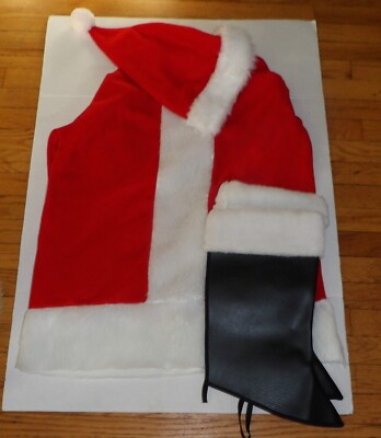 AMSCAN FLANNEL SANTA COSTUME SHIRT,HAT & BOOT COVERS ( SZ:ADULT ...