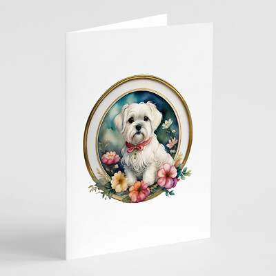 Maltese and Flowers Greeting Cards and Envelopes Pack of 8 DAC2170GCA7P ...