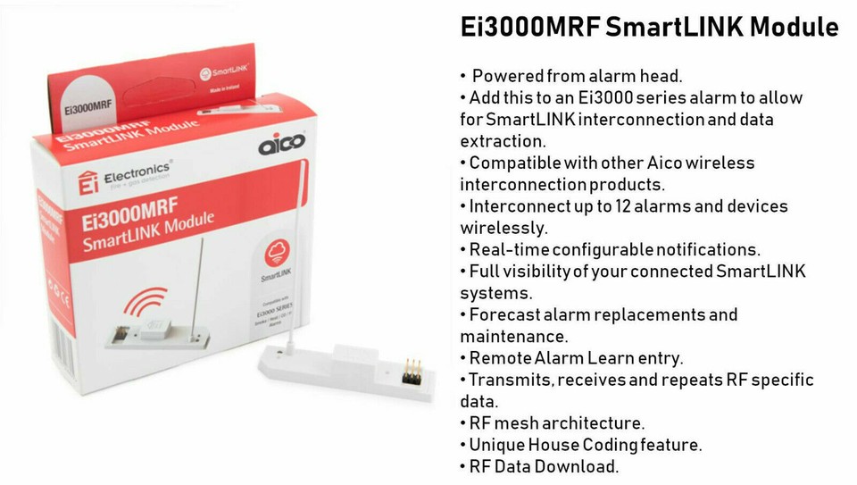 Aico Ei3016 Ei3014 Ei3000MRF Mains Optical Smoke Heat Alarm RF ...
