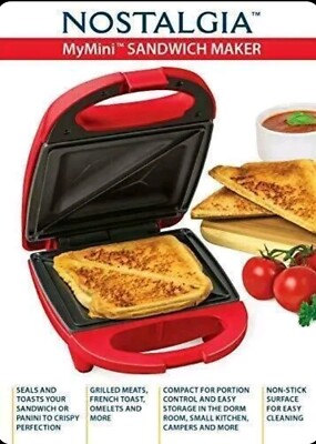 Nostalgia My Mini Sandwich Maker Red Brand. Great Gift, Quick and Easy ...