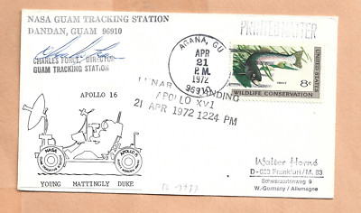 APOLLO 16 LUNAR LANDING APR 21,1972 AGANA GUAM TRACKING SPACE COVER ...