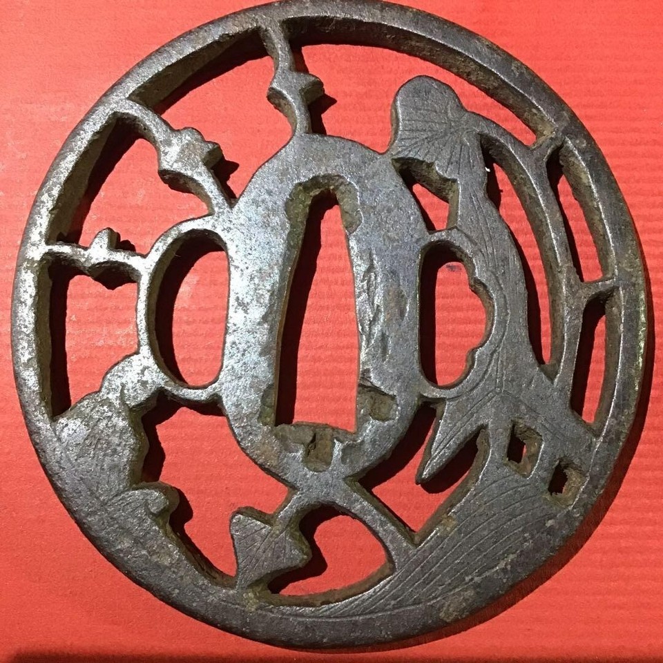 Samurai Katana Tsuba Handguard Sord Antique Worrier Edo Ela Japanese ...